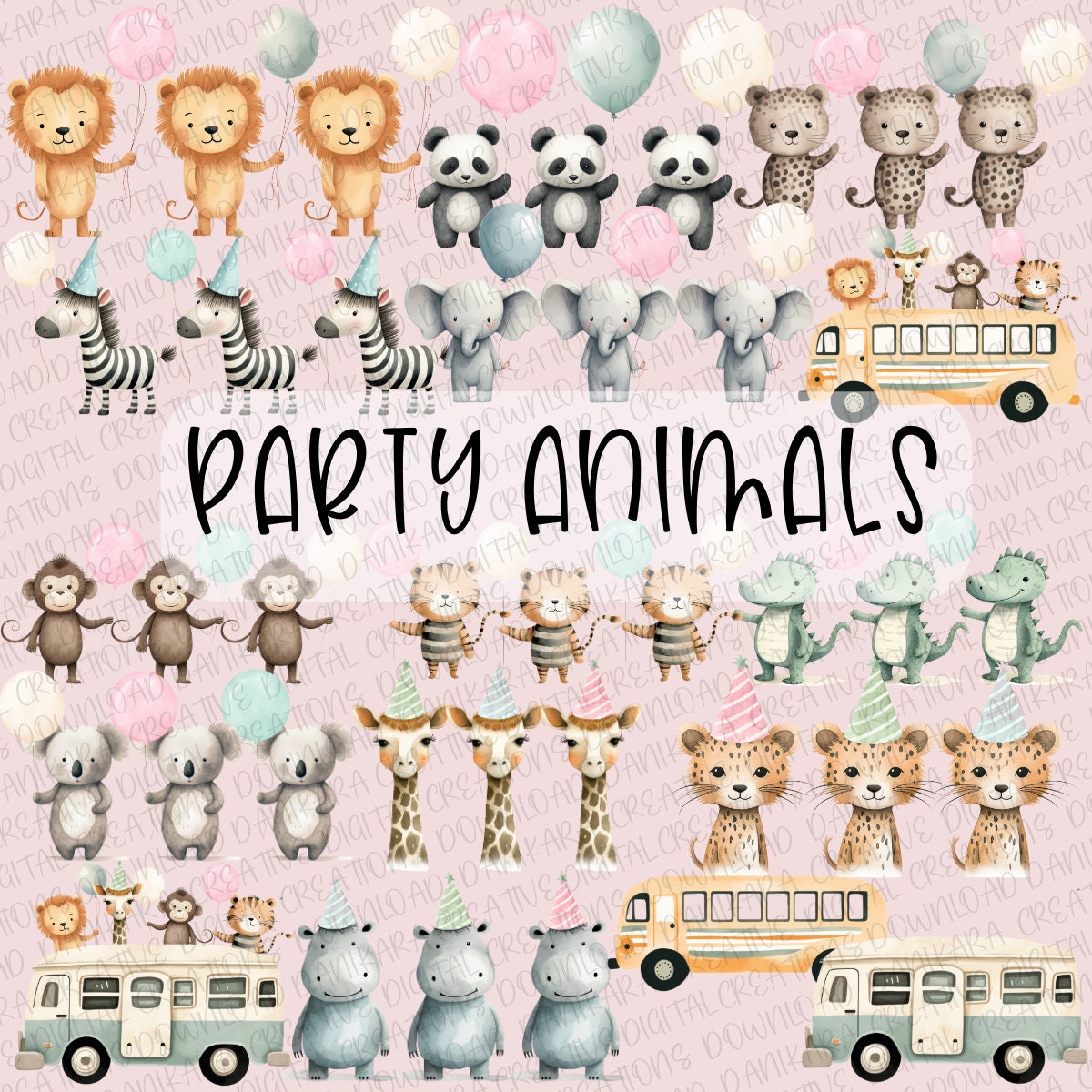 Party Animals PNG and Physical Cookie Cutter, Party Animal Pngs, Safari ...