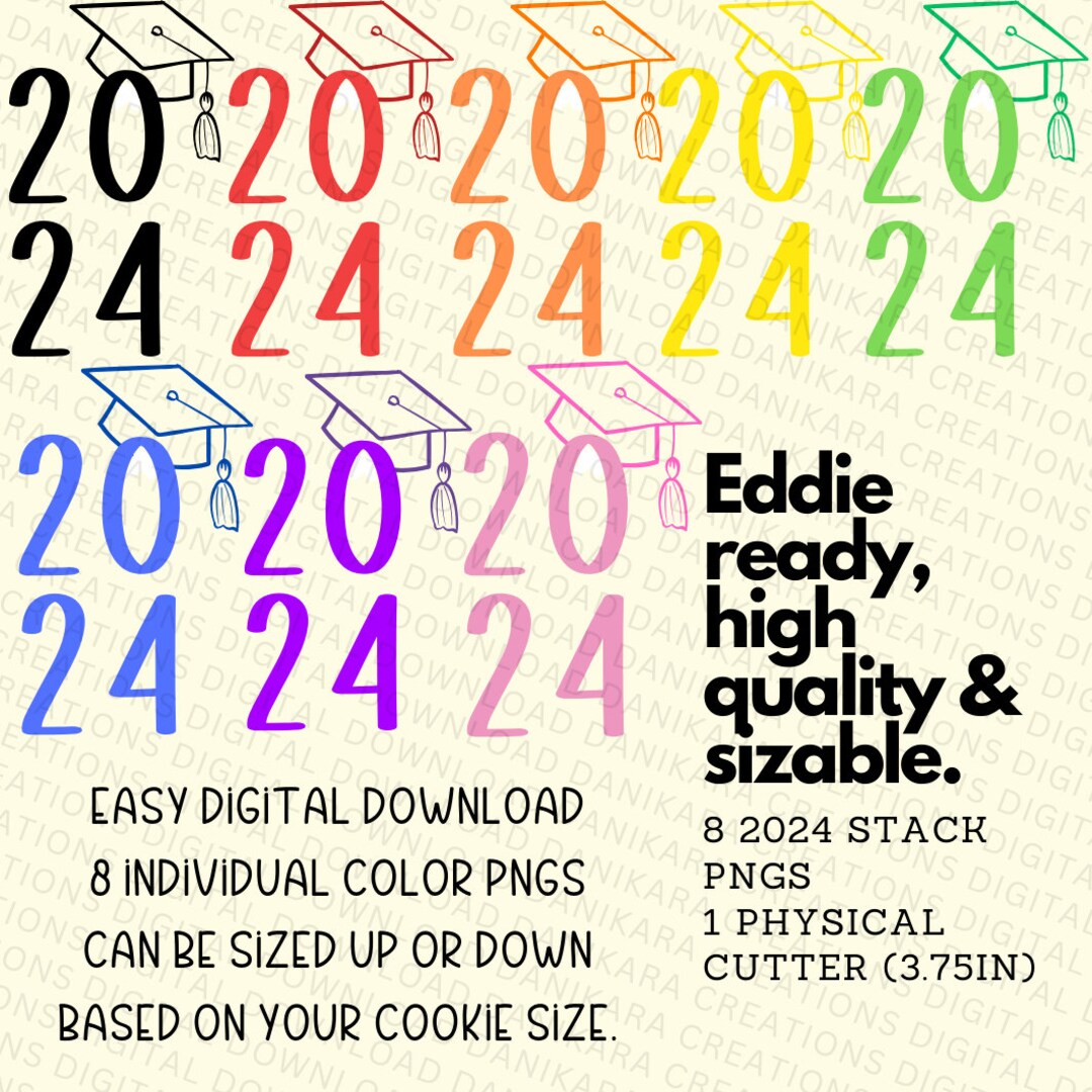 2024 Stack With Cap Outline PNG & Physical Cookie Cutter, Graduation ...