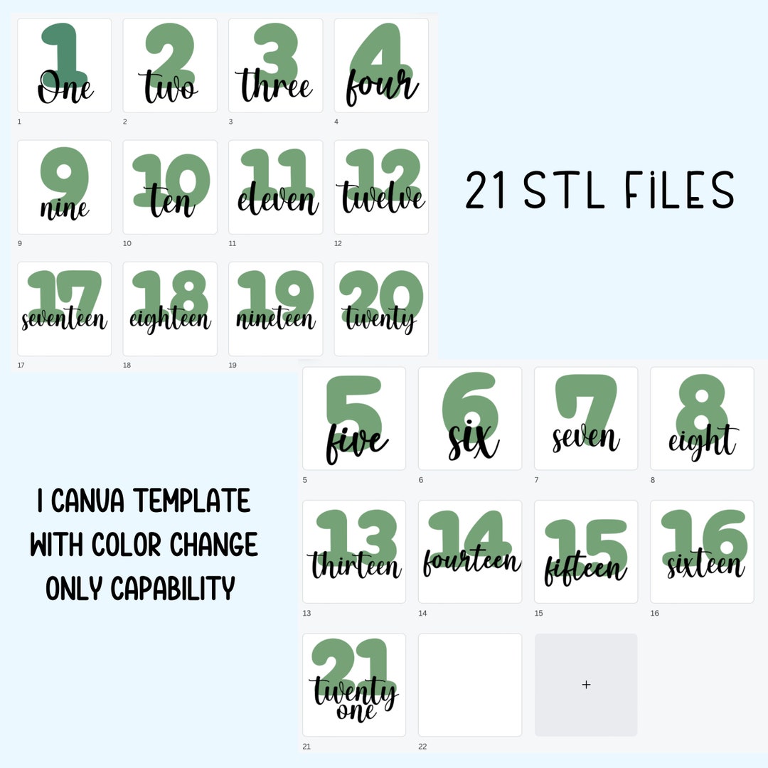 Number Cookie STL Files & PNG Canva Color Change Template, PNG Numbers ...