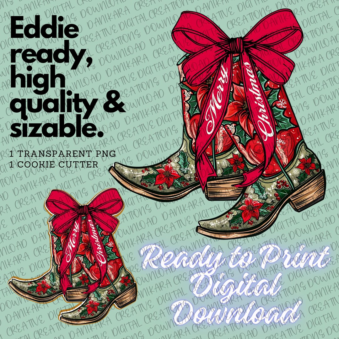 Christmas Boots Cookie Cutter & PNG, Christmas Boots PNG, Christmas ...