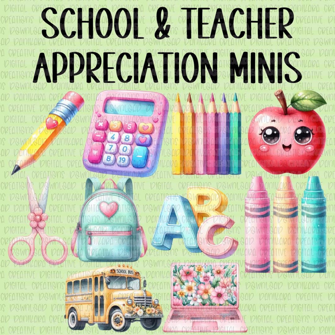 School Cookie Cutters, Mini 2.5in, Teacher Appreciation PNG, Teacher ...