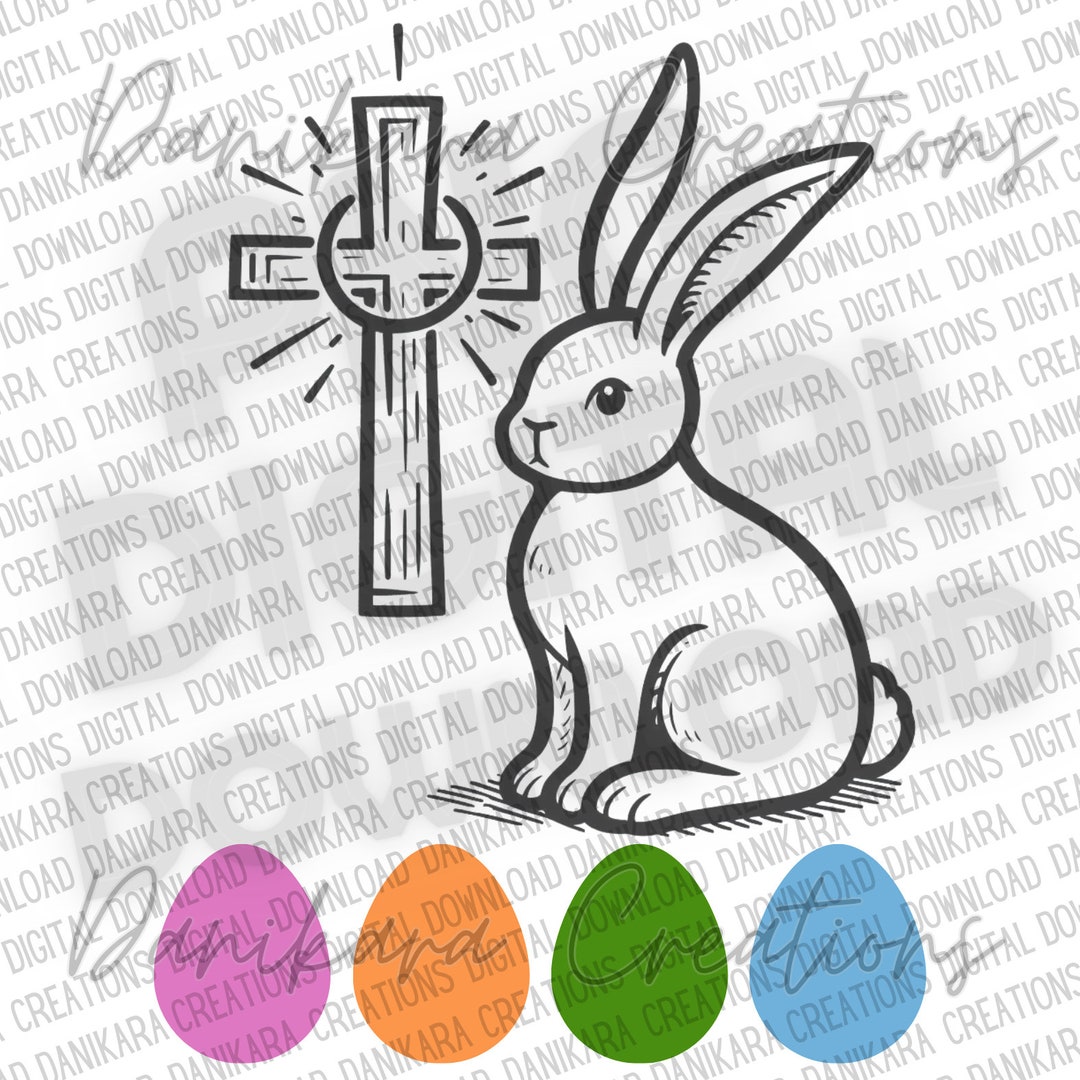 Easter Praying Bunny Paint Your Own PNG, Easter Cross Paint Your Own ...