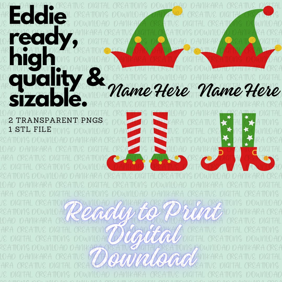 Christmas Elves Name Cookie Cutter & PNG, Christmas Elf PNG, Christmas ...