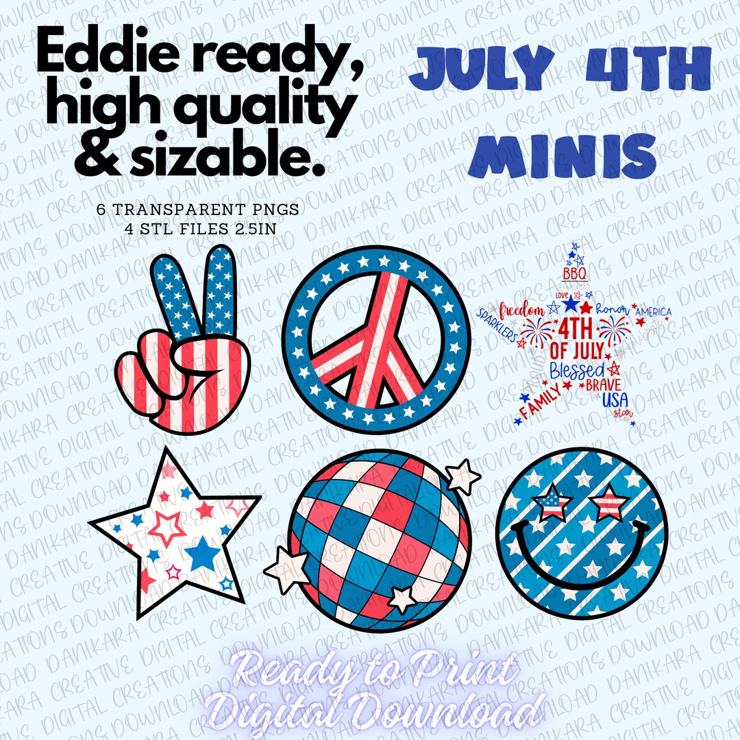 July 4th Mini STL & PNG, July 4th Pngs W/stl Files, Independence Day ...