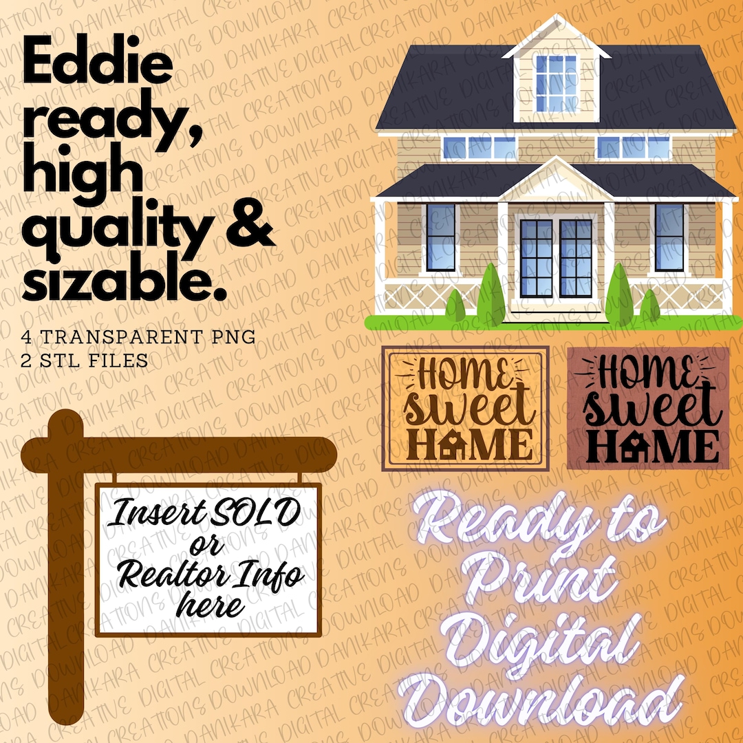 Welcome Home Realtor PNG & STL Set, House PNG, House Stl, Sold Sign Png ...