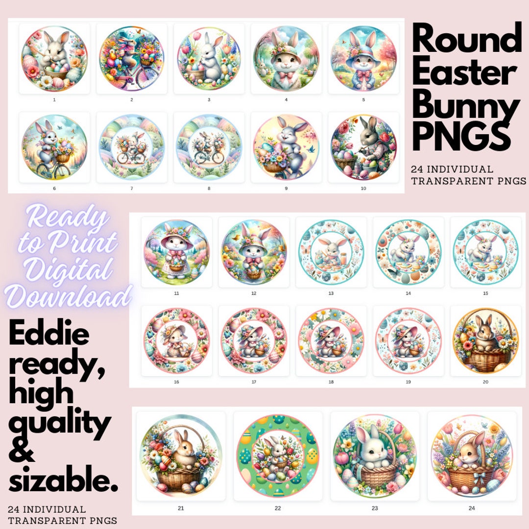 Easter Bunny Round/circle Pngs, Round Bunny Pngs, Eddie PNG, Easter PNG ...