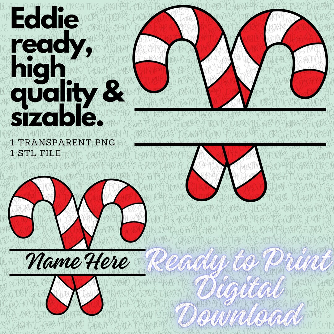 Christmas Candy Cane STL, Candy Cane PNG, Christmas Pngs, Christmas STL ...