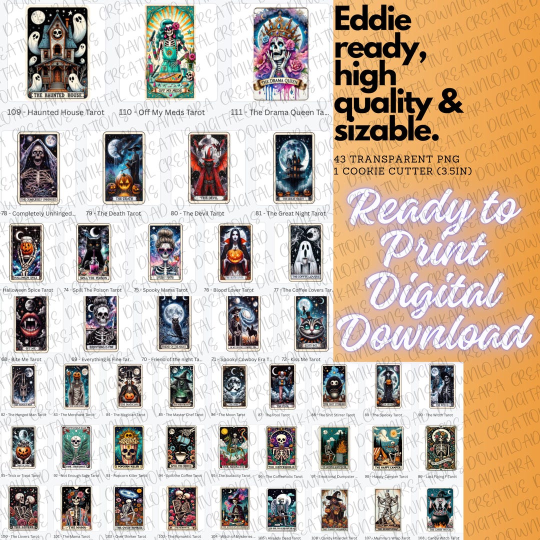 Halloween Tarot Card Pngs and Cookie Cutter, Halloween Tarot Card PNG ...