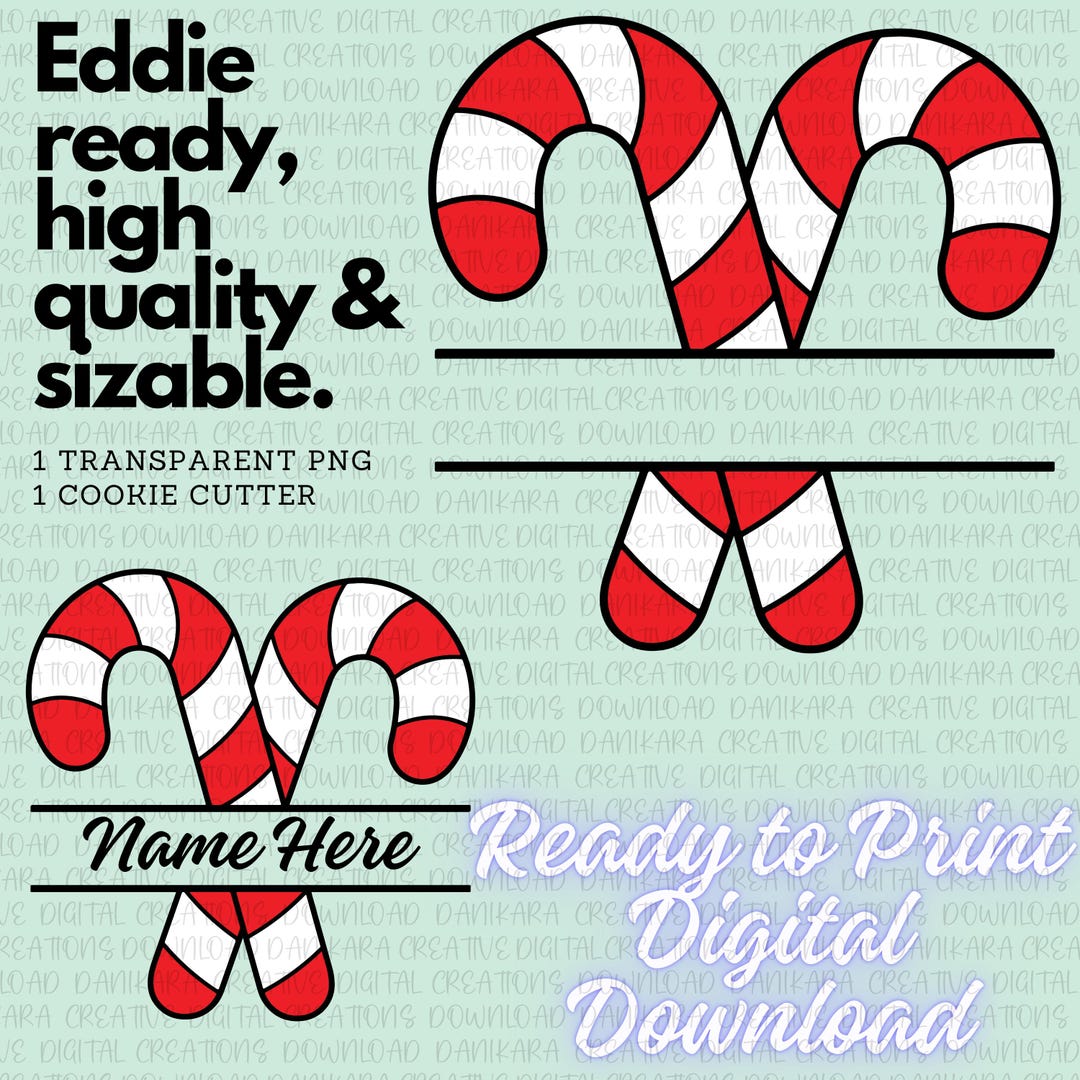 Christmas Candy Cane Name Cookie Cutter & PNG, Christmas Candy Cane PNG ...