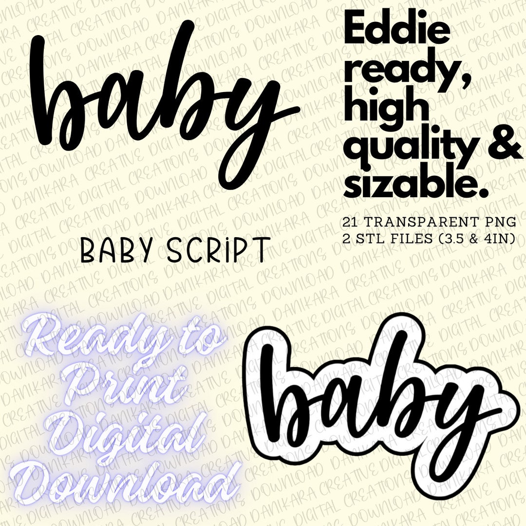 Baby Script PNG & STL, Baby Word STL and Pngs, Baby Cookie, Baby Cookie ...