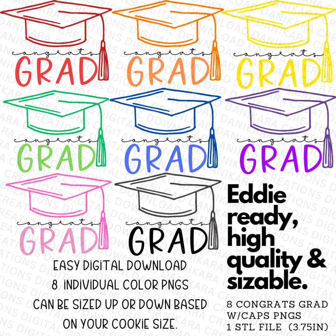 Congrats Grad 2024 Cap Outline PNG & STL, Graduation PNG, Happy ...