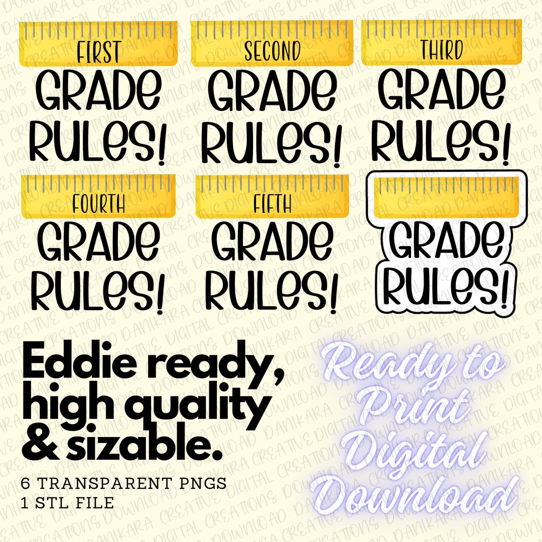Grade Ruler STL & Matching Pngs, Grade Ruler PNG, School Grade STL ...