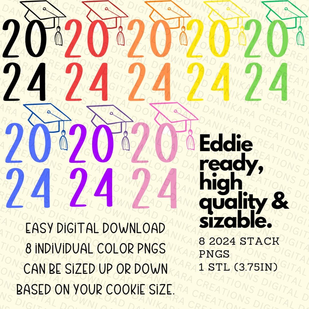2024 Stack With Cap Outline PNG & STL, Graduation PNG, 2024 Grad Pngs ...