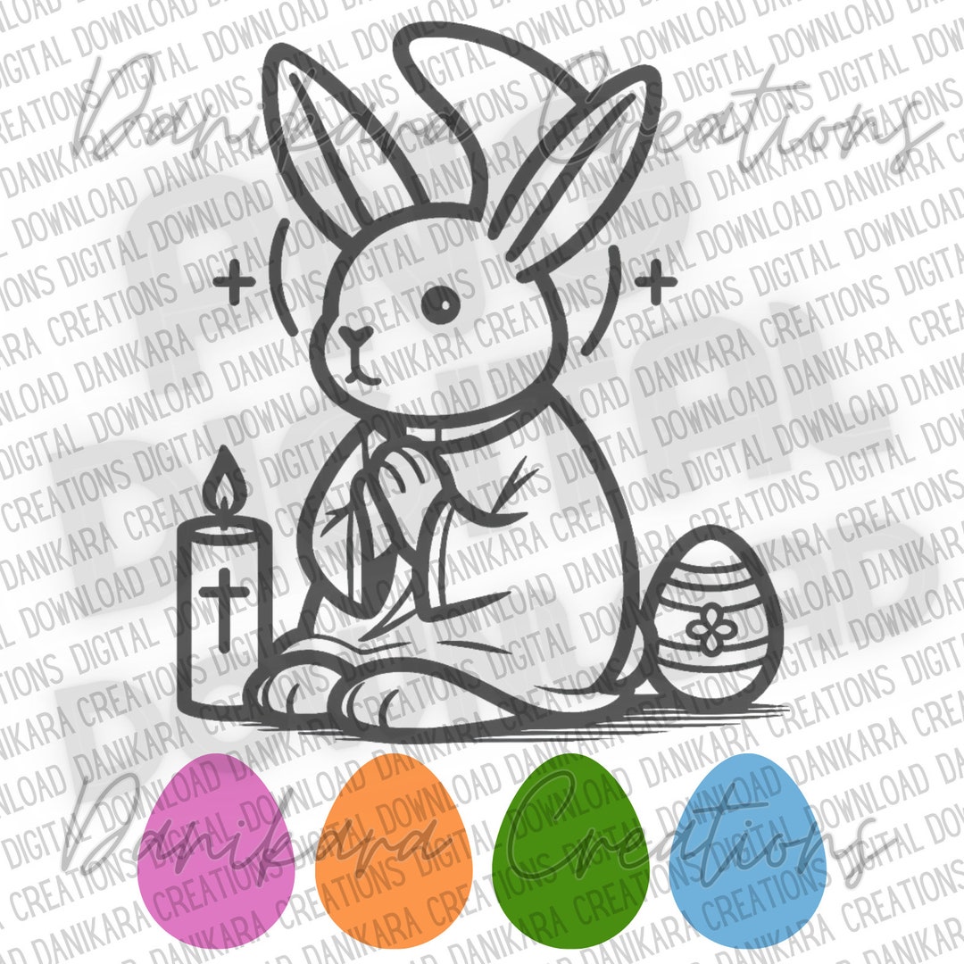 Easter Praying Bunny Paint Your Own PNG, Easter Paint Your Own, PYO PNG ...