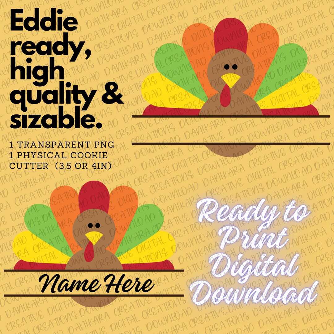 Turkey Name Plate PNG & Physical Cookie Cutter, Thanksgiving PNG ...