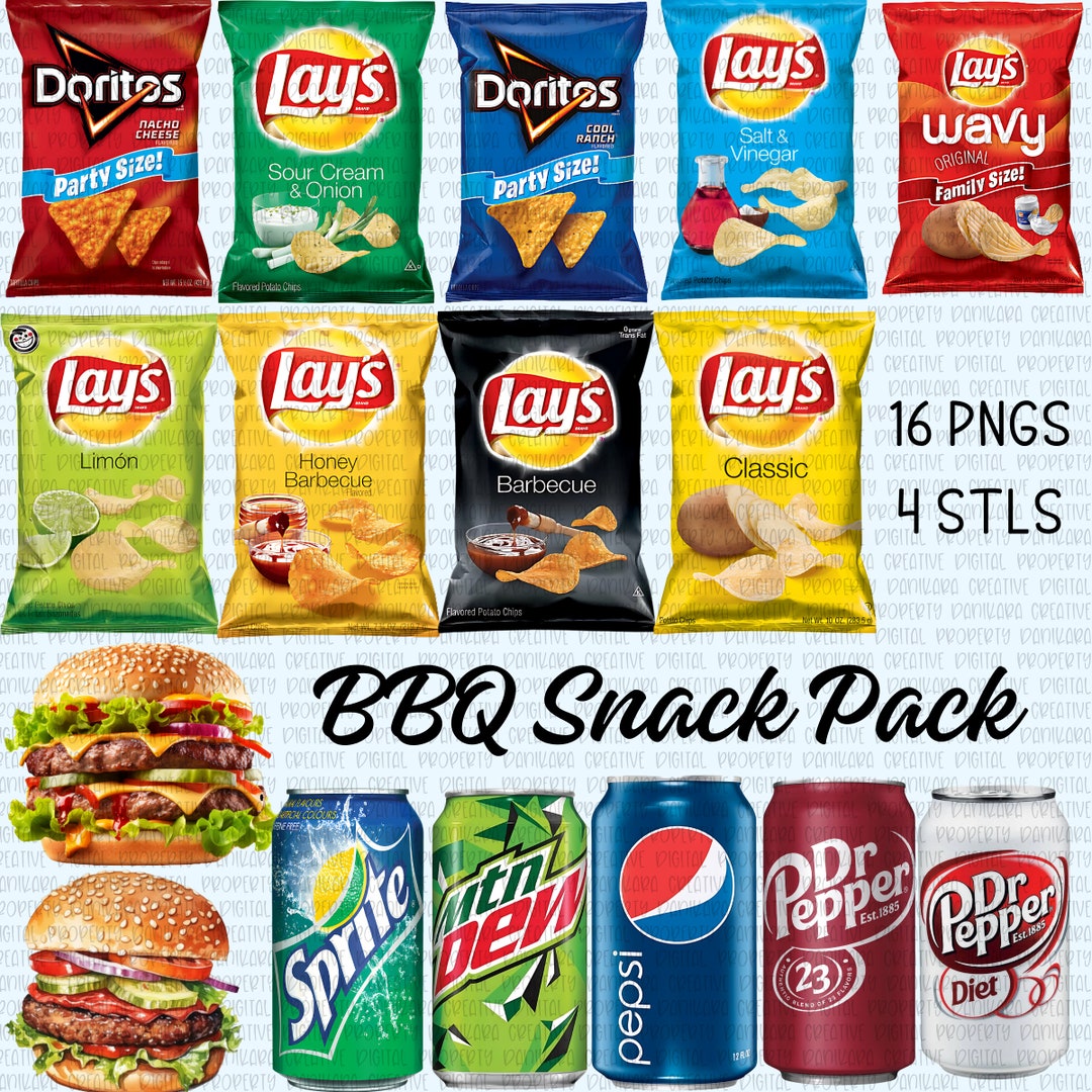 BBQ Snack Pack STL & Pngs, Chip PNG, Chip Stl, Soda Stl, Soda Png ...