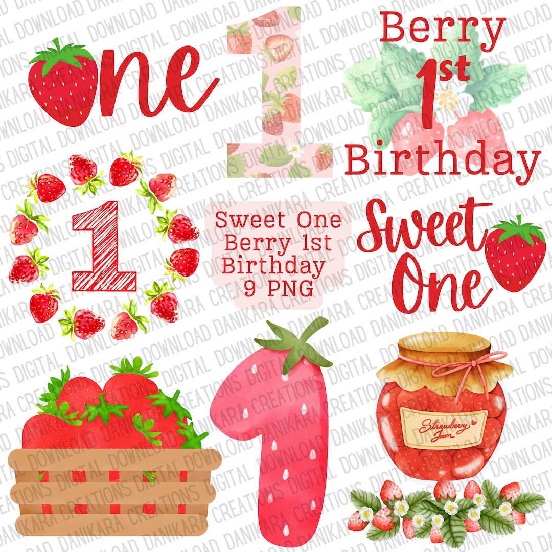 9 Berry First PNG, Sweet One PNG, Berry 1st Pngs, Strawberry Pngs, 1st ...
