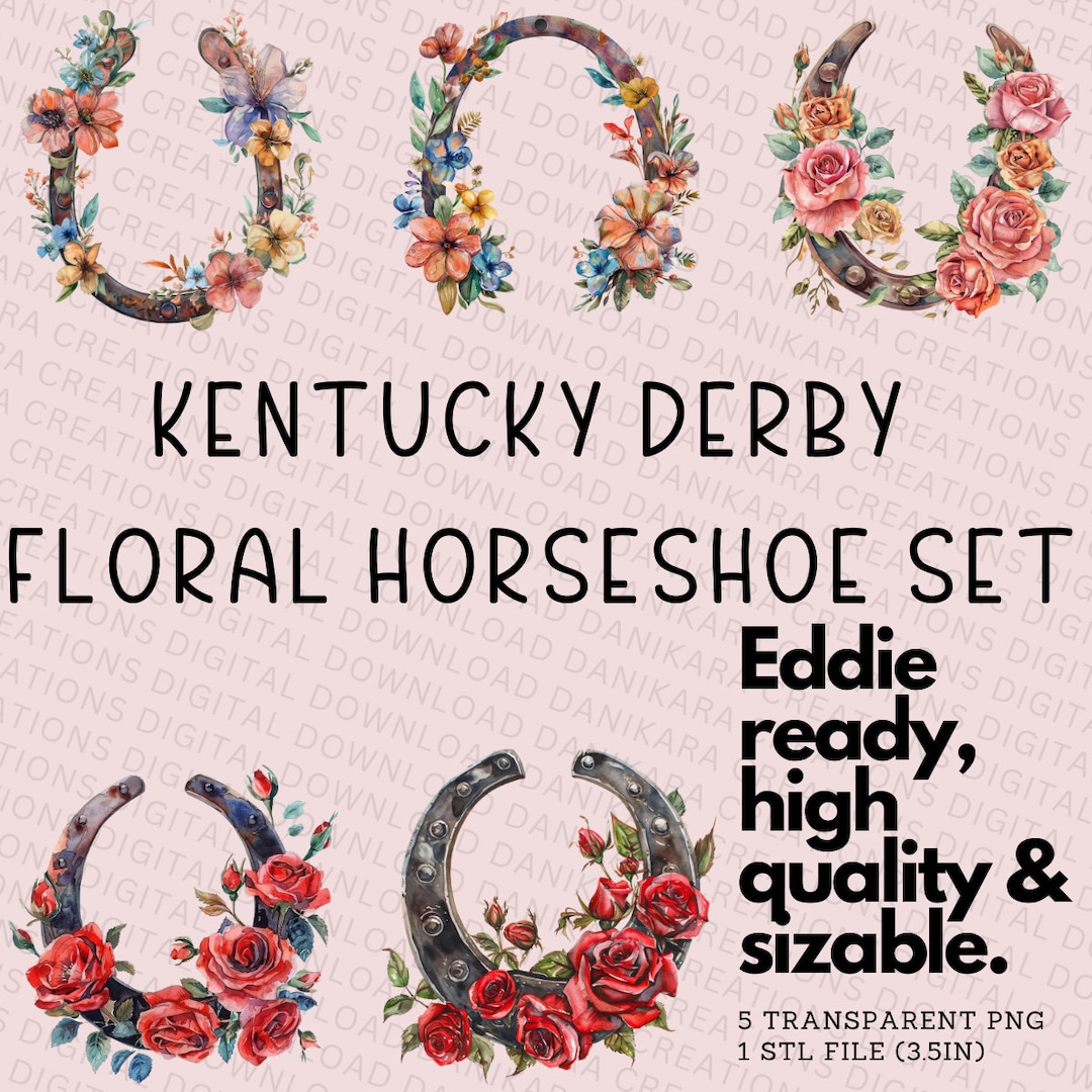 Kentucky Derby Floral Horseshoe PNG & STL, Derby Horseshoe Pngs W ...