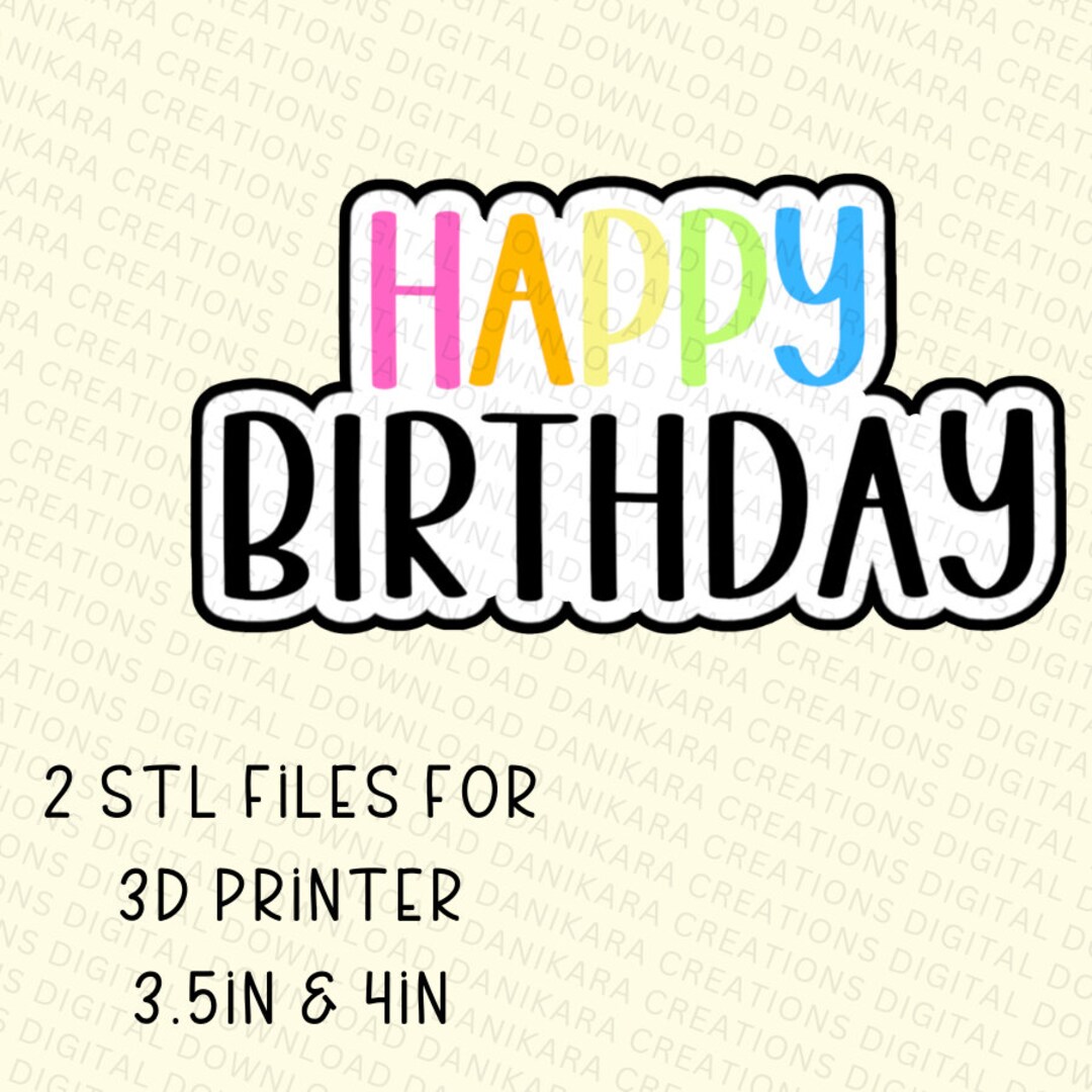 Happy Birthday Cookie Cutter STL, Birthday Cookie STL, Happy Birthday ...