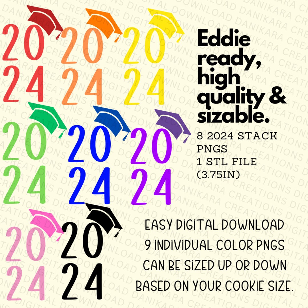 2024 Stack With Cap PNG & STL, Graduation PNG, 2024 Grad Cap Pngs, Grad ...