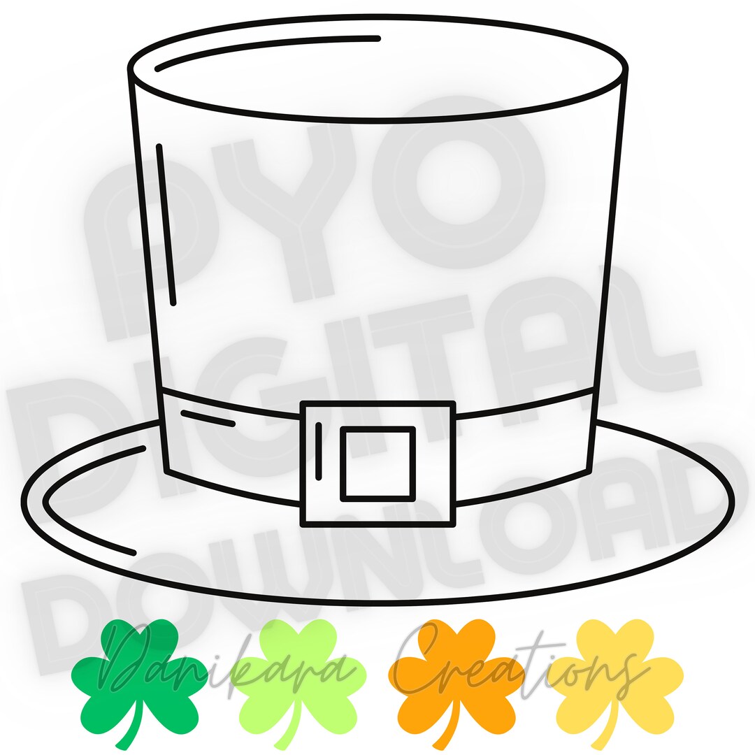 Leprechaun Hat Paint Your Own, St. Patty's Day Paint Your Own PNG, St ...