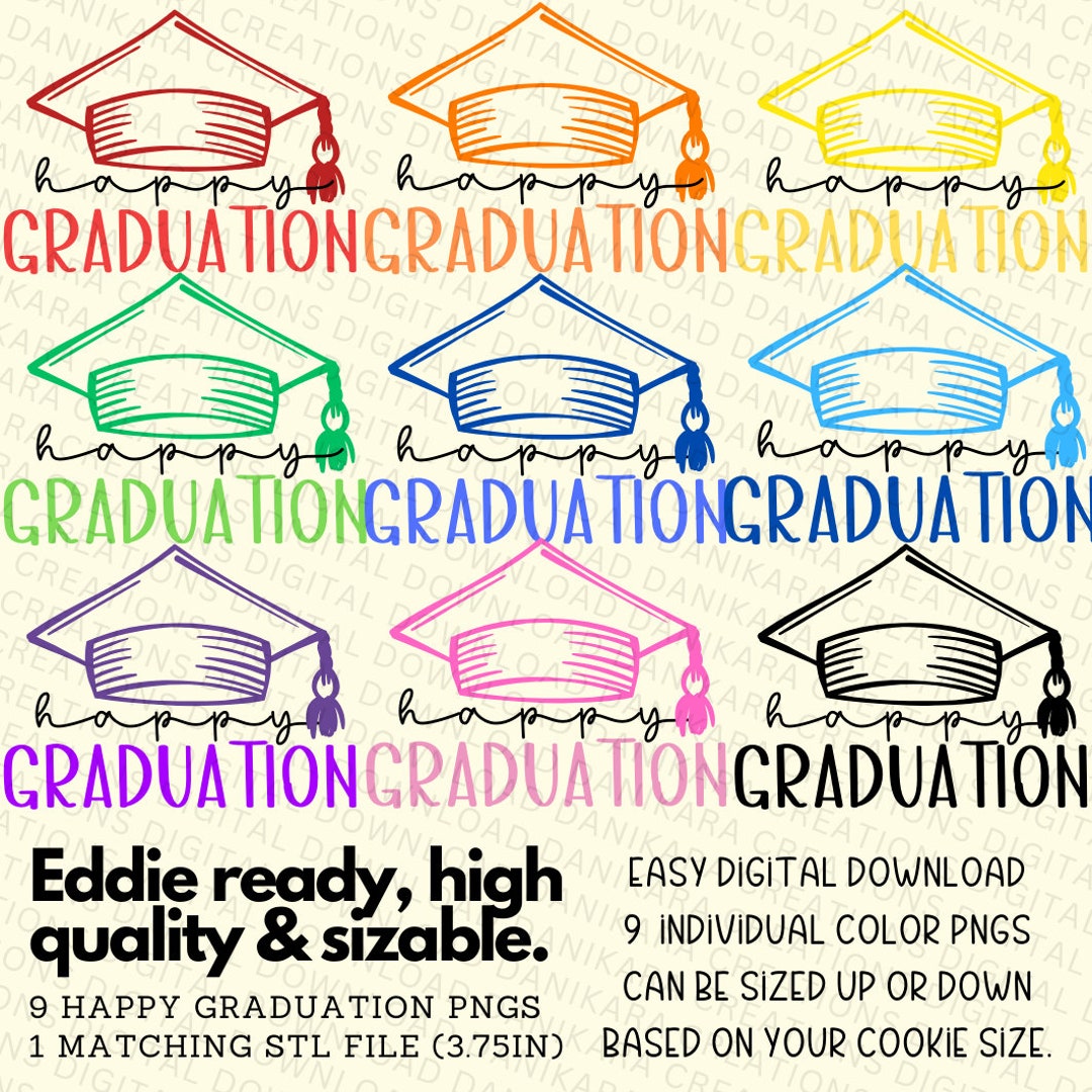 Happy Graduation Cap Outline PNG & STL, Graduation PNG, Happy ...
