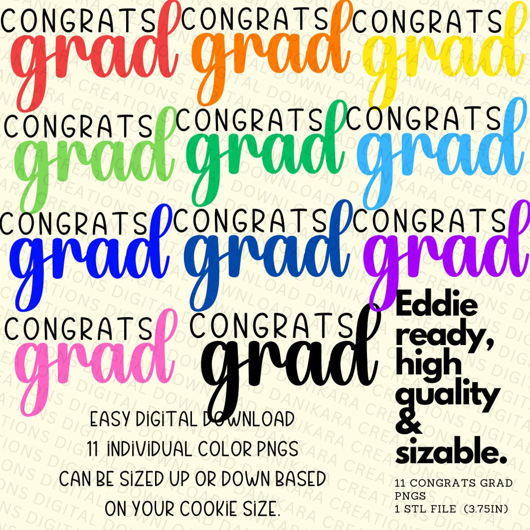 Congrats Grad Script Horizontal PNG & STL, Graduation PNG, Happy ...