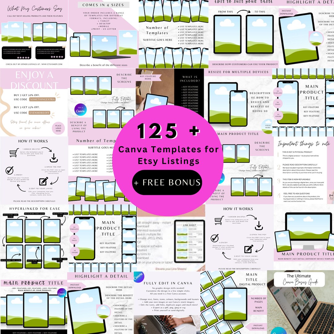 130 Spectacular Digital Product Mock-up Bundle, New Etsy Square Listing ...