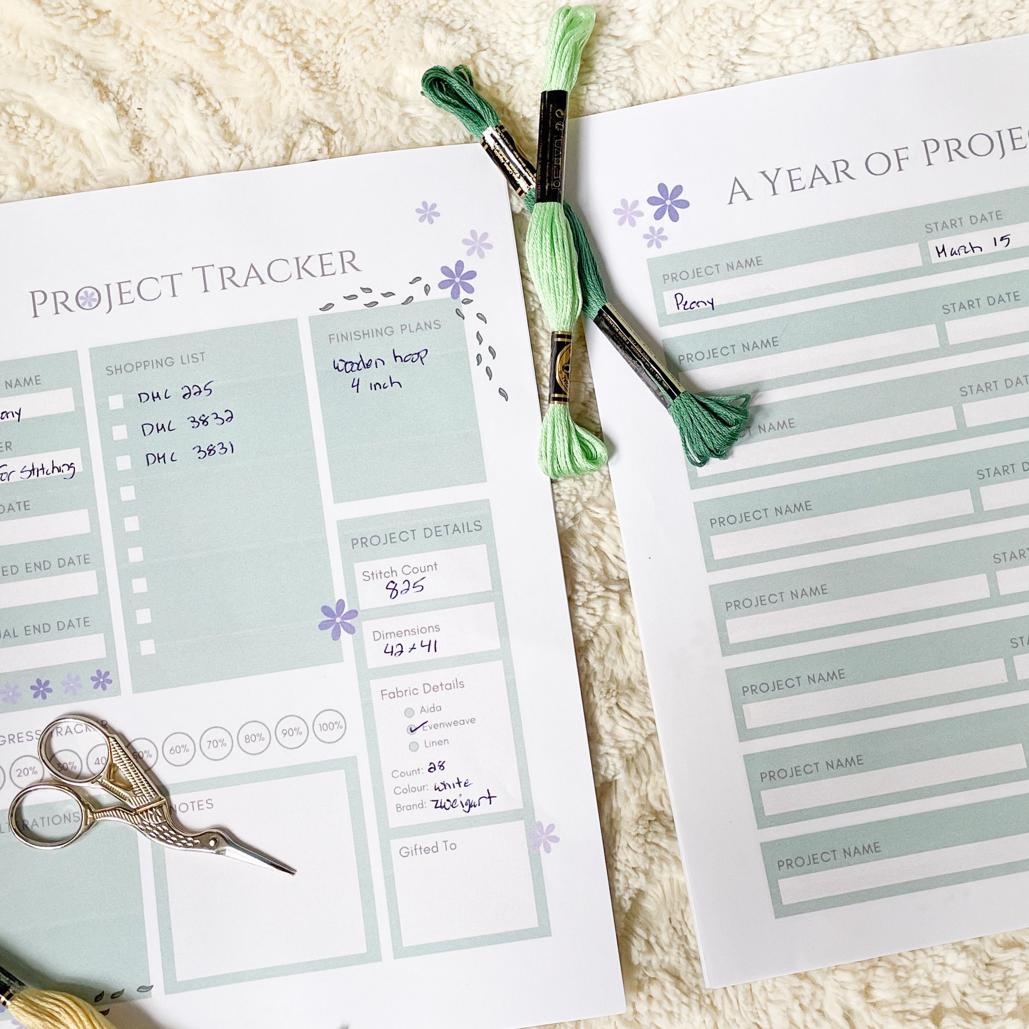 Cross Stitch Project Planner, Cross Stitch Journal Printable Pdfs for ...