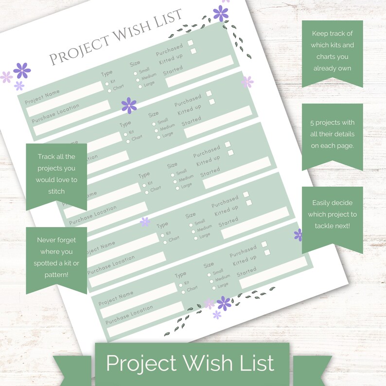 Cross Stitch Project Planner, Cross Stitch Journal Printable Pdfs for ...