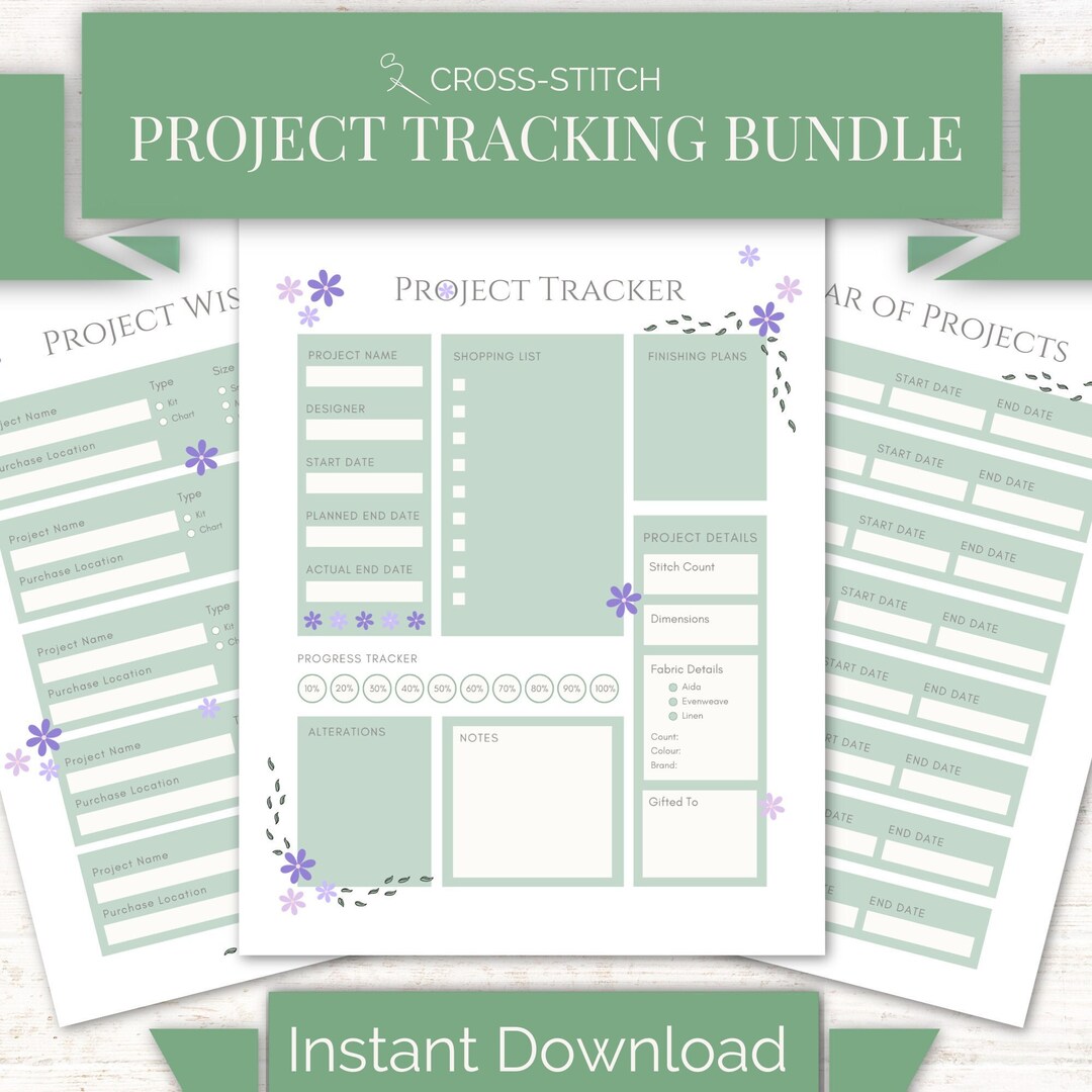 Cross Stitch Project Planner, Cross Stitch Journal Printable Pdfs for ...