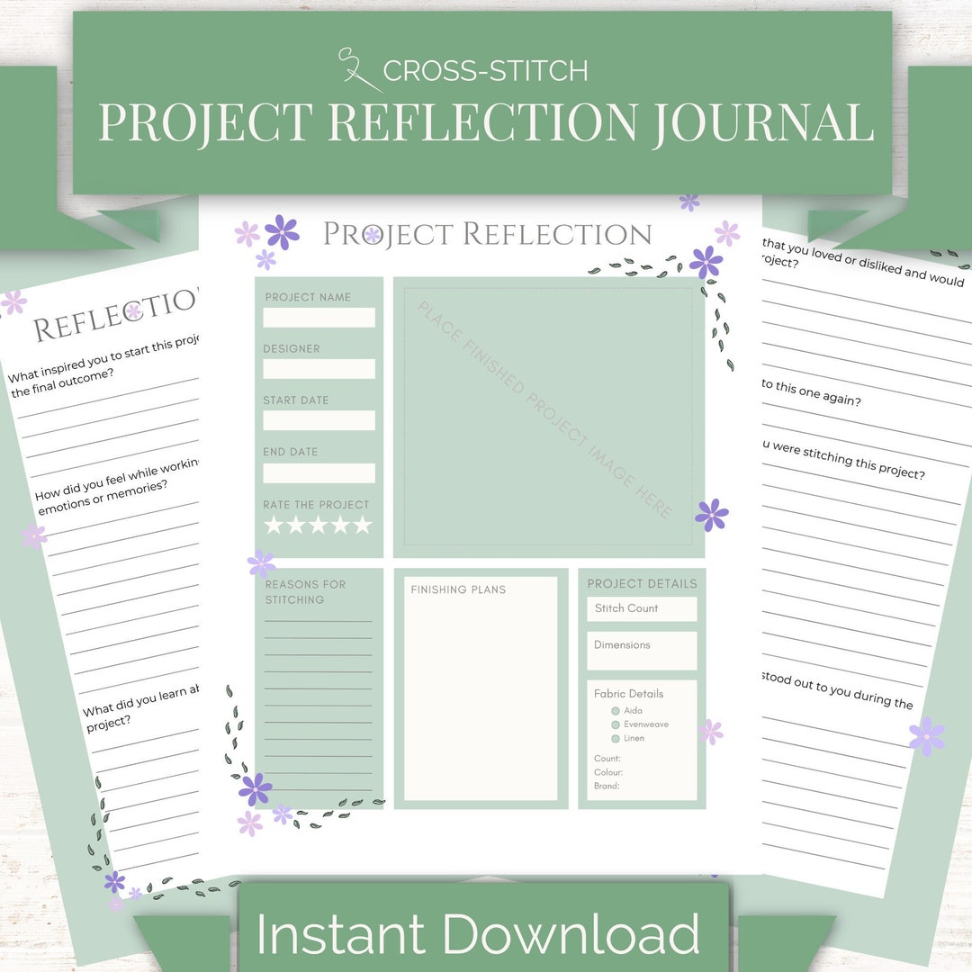 Cross Stitch Project Refection Journal, Cross Stitch Journal Printable ...