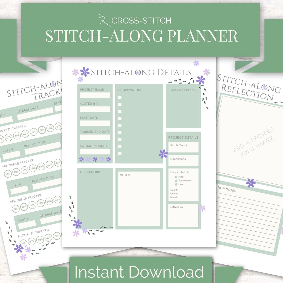 Cross Stitch Stitch-along Planner, Cross Stitch Journal Printable Pdfs ...