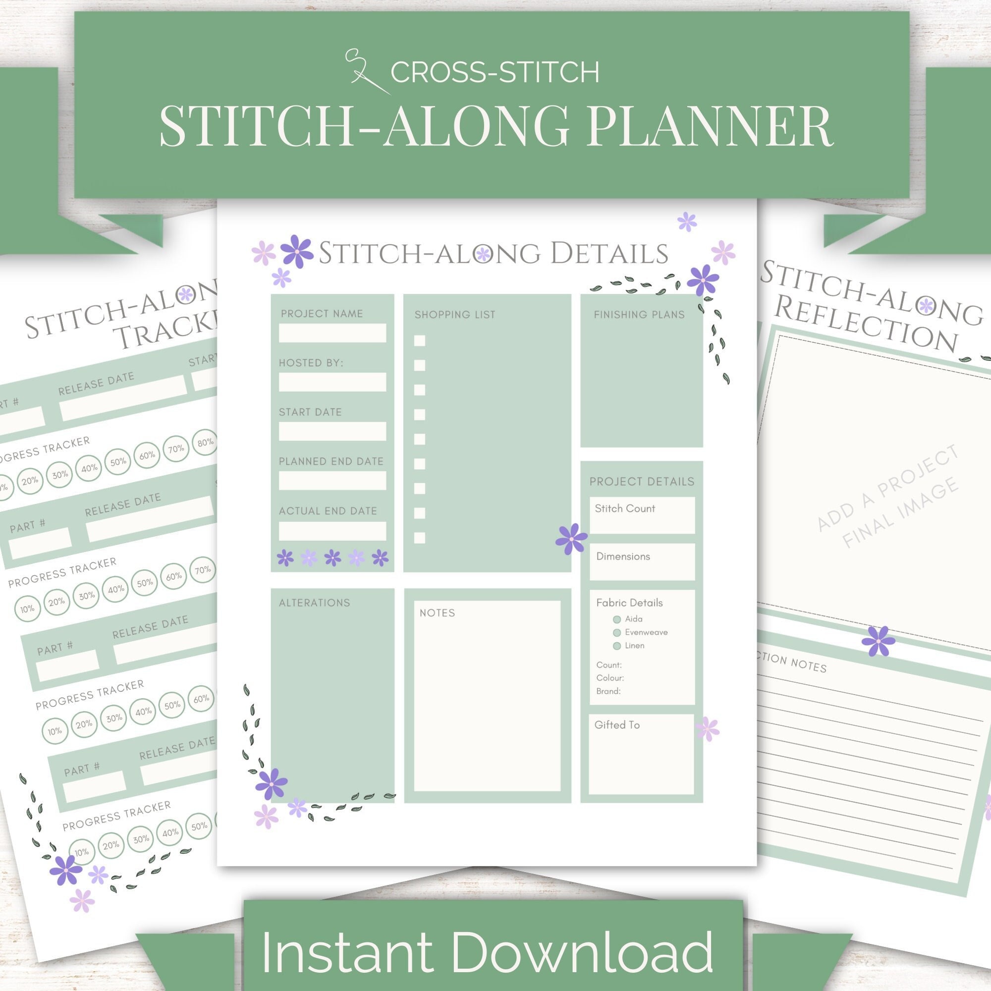 Cross Stitch Stitch-along Planner, Cross Stitch Journal Printable Pdfs ...
