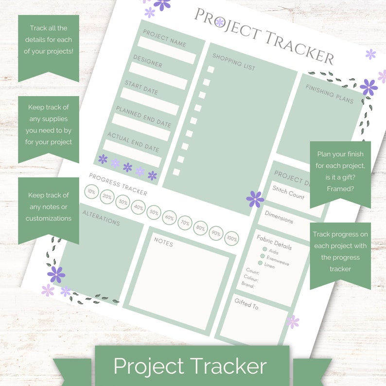 Cross Stitch Project Planner, Cross Stitch Journal Printable Pdfs for ...