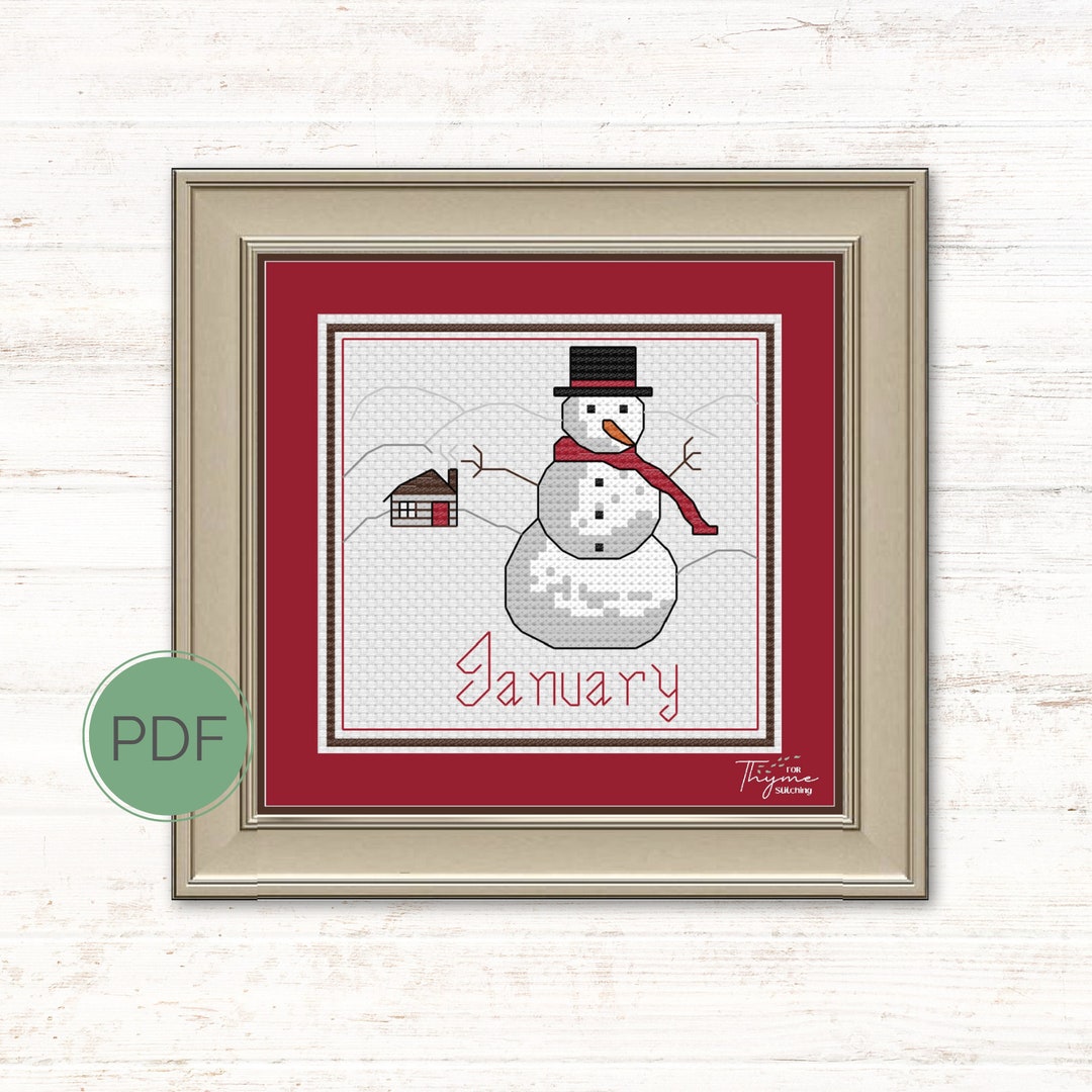 Counted Cross Stitch Calendar Snow Cross Stitch Snowman Cross Stitch ...