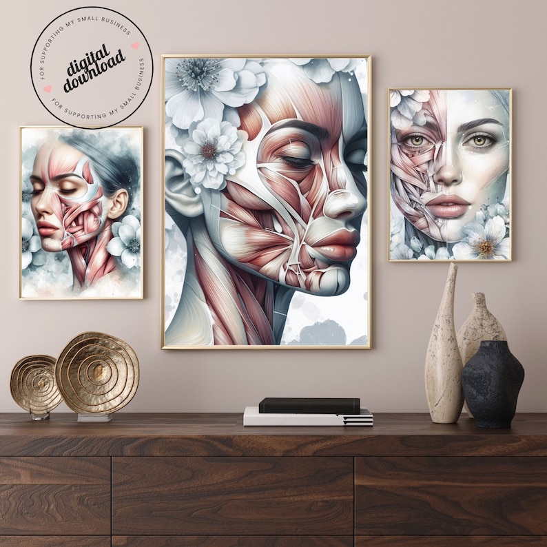 Facial Muscles Art Print, Esthetician Office Decor, Esthetician Gift ...