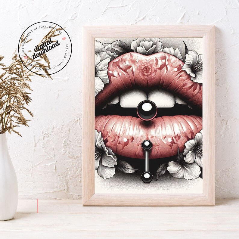 Lip Piercing Chart Print, Piercing Art Print, Piercings Studio Decor ...