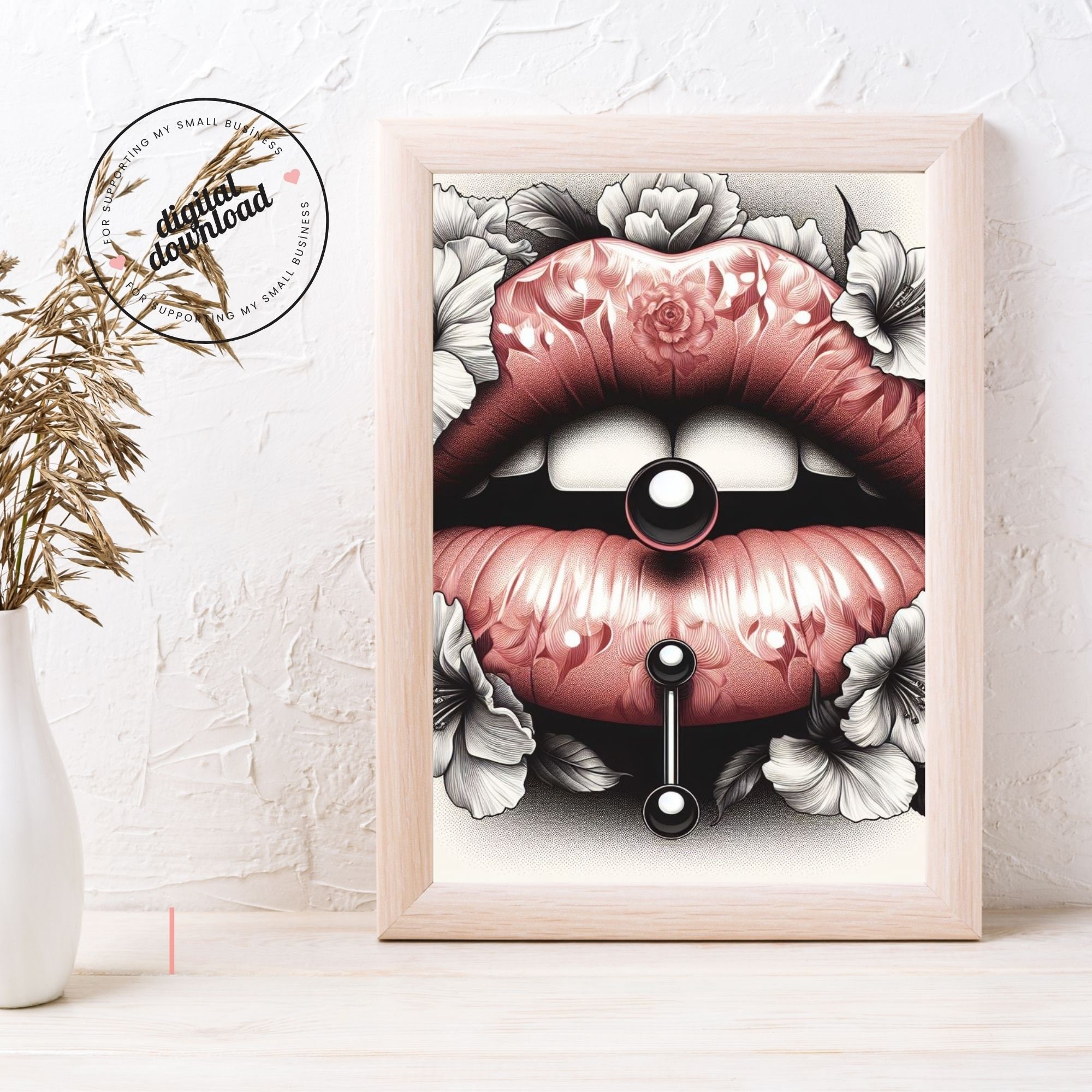 Lip Piercing Chart Print, Piercing Art Print, Piercings Studio Decor ...