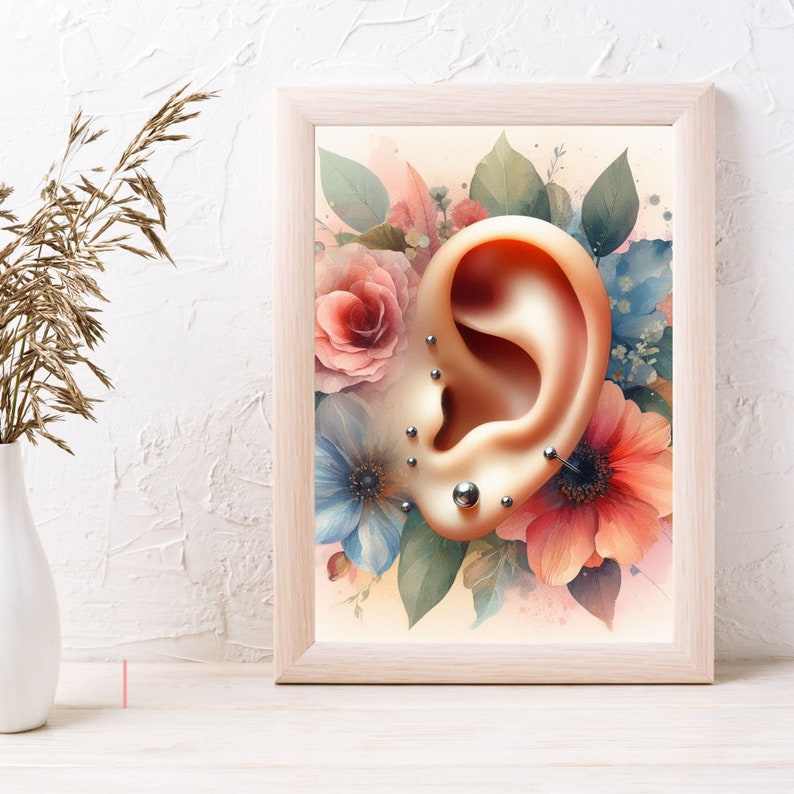 Ear Piercing Chart Art Print, Piercing Poster, Piercing Studio Decor ...