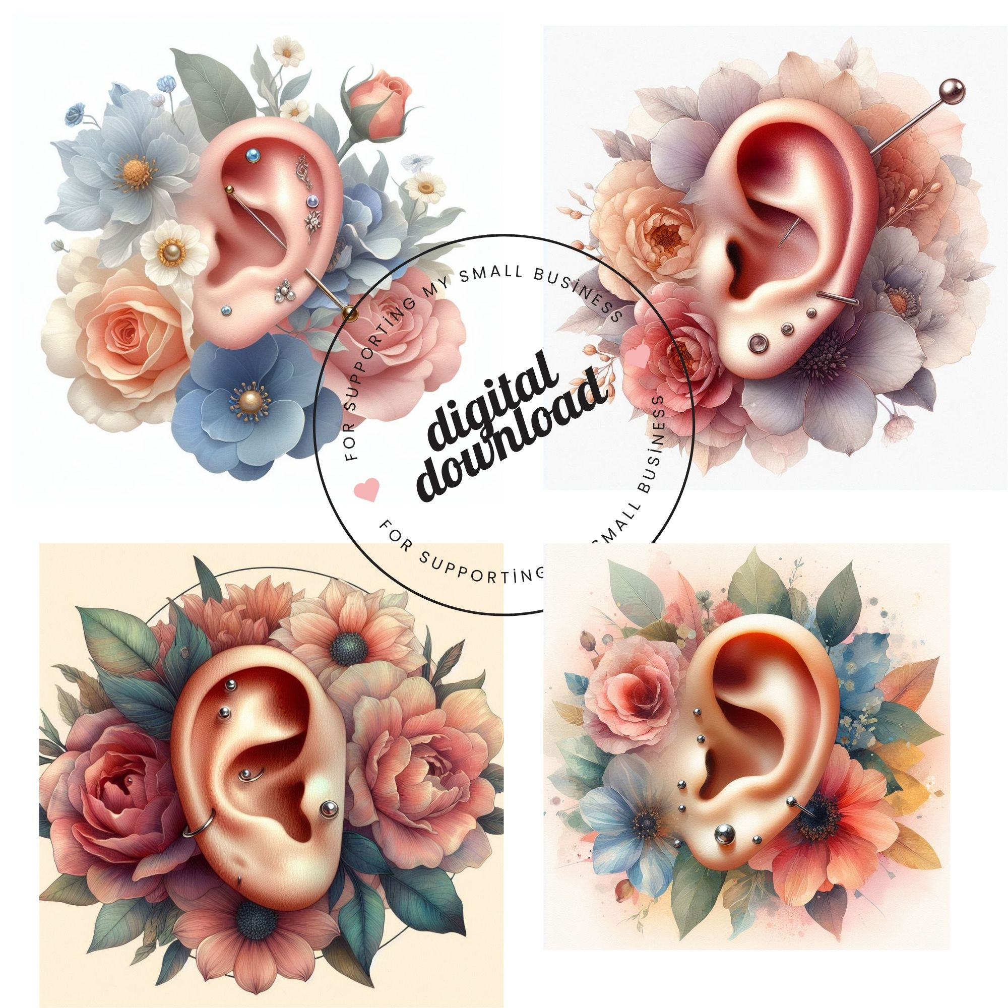 Ear Piercing Chart Art Print, Piercing Poster, Piercing Studio Decor ...