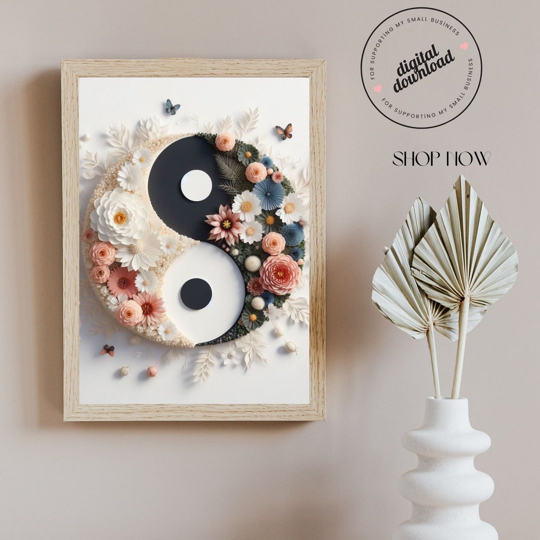 Yin Yang Print, Yin Yang Poster, Zen Art, Yoga Wall Art, Yin Yang Decor ...