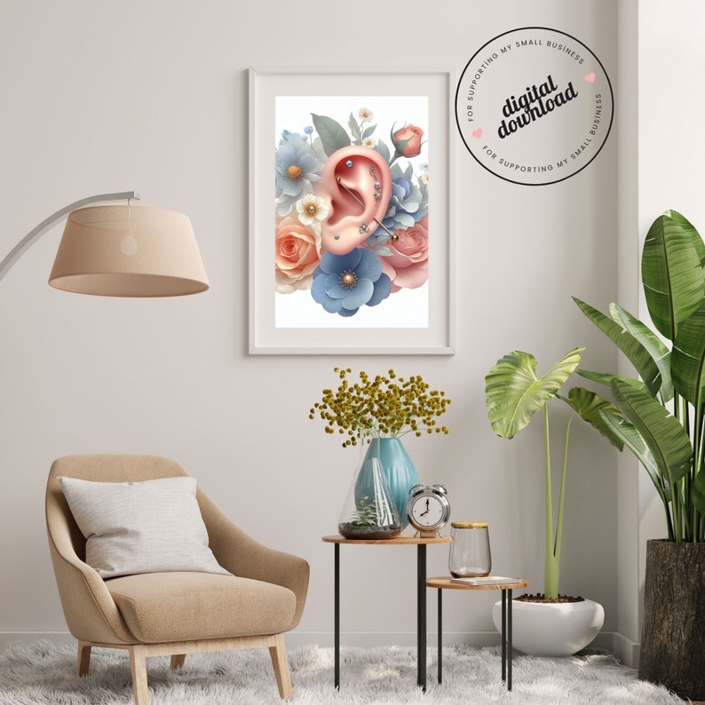 Ear Piercing Chart Art Print, Piercing Poster, Piercing Studio Decor ...