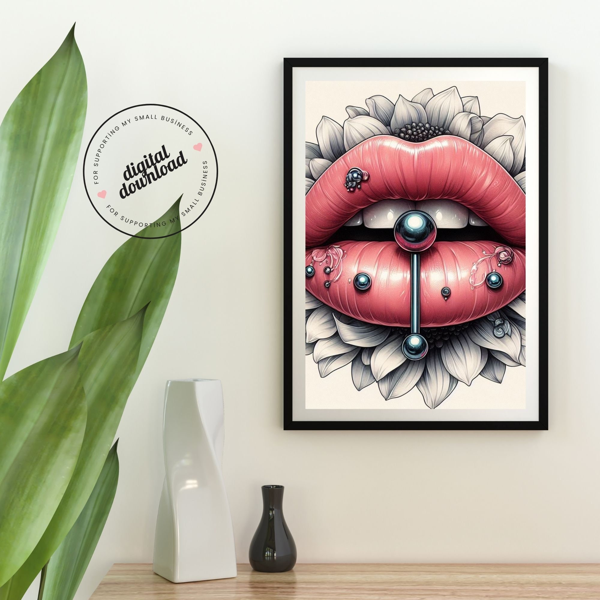 Lip Piercing Chart Print, Piercing Art Print, Piercings Studio Decor ...
