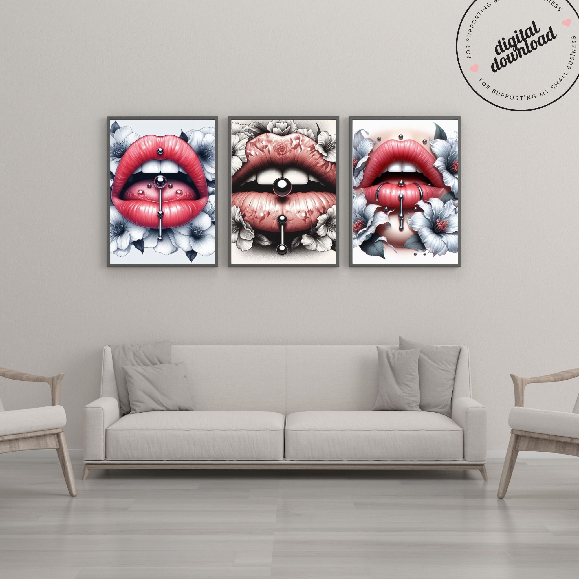 Lip Piercing Chart Print, Piercing Art Print, Piercings Studio Decor ...