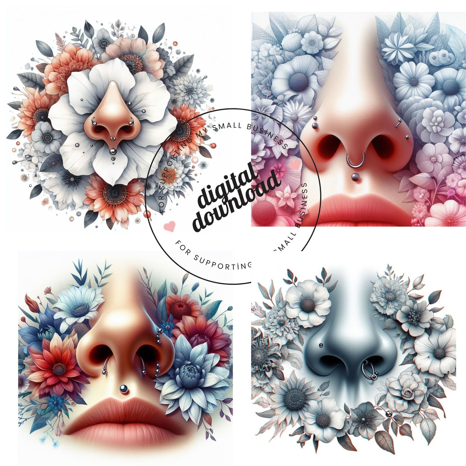 Nose Piercing Art Print, Piercing Poster, Piercing Studio Wall Art ...