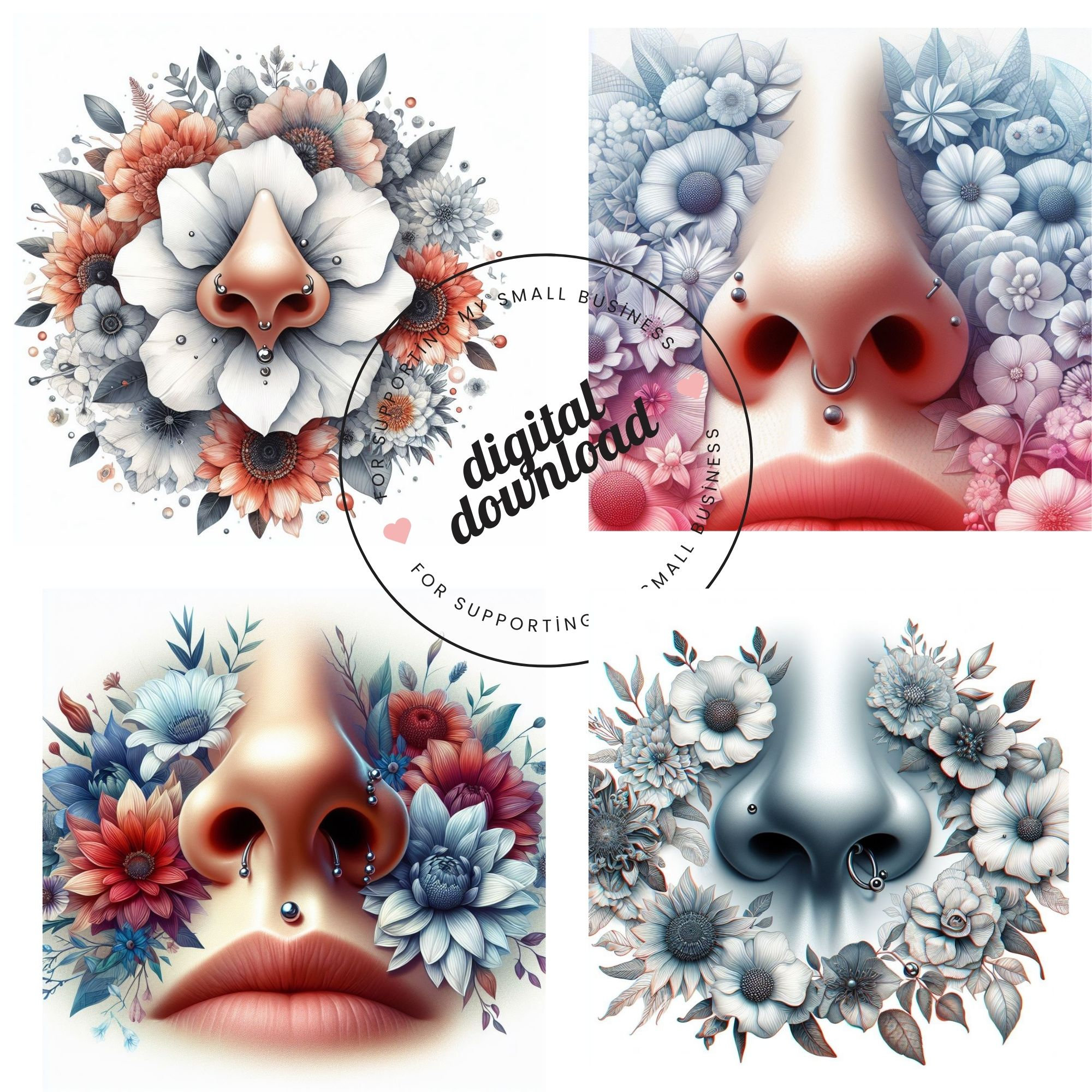 Nose Piercing Art Print, Piercing Poster, Piercing Studio Wall Art ...