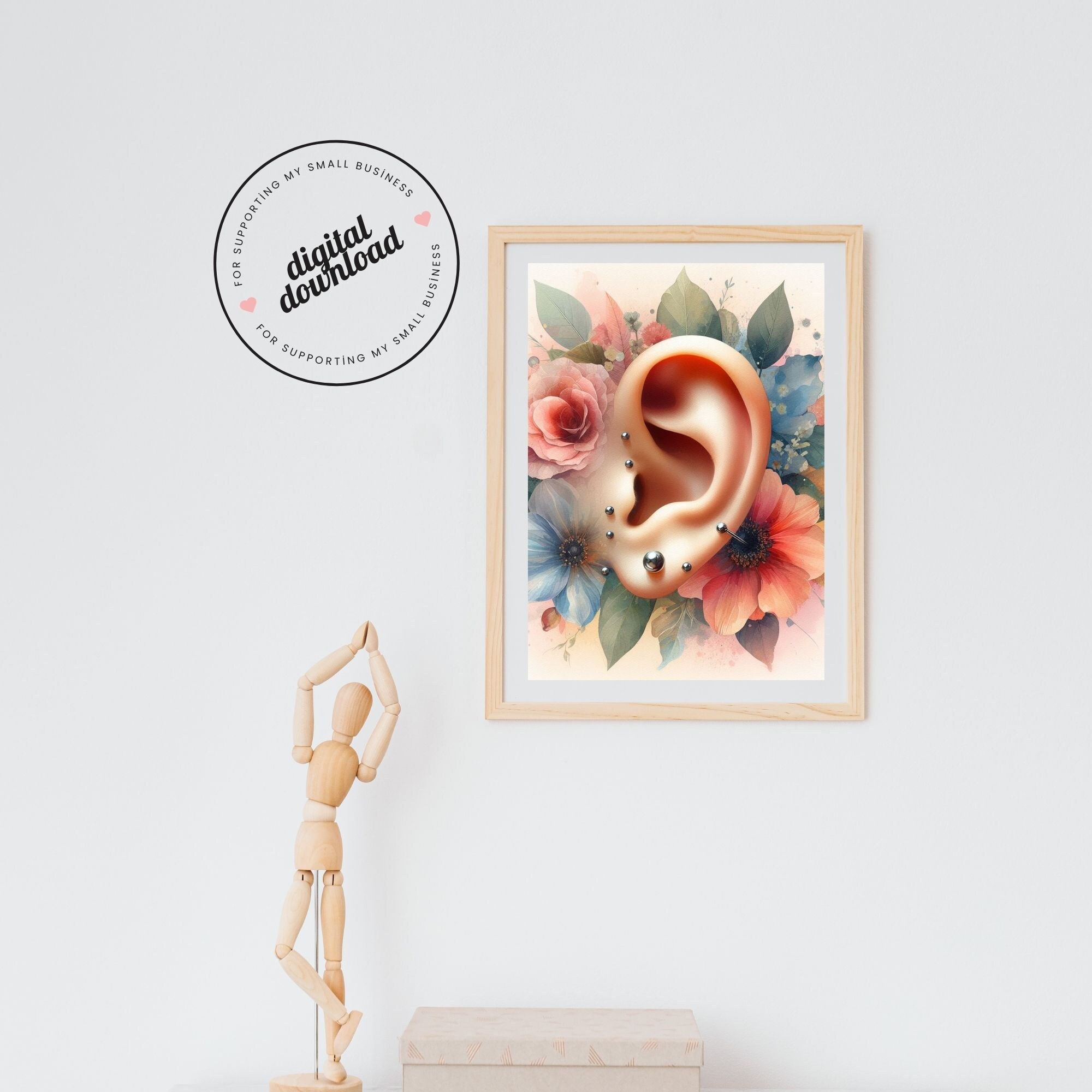 Ear Piercing Chart Art Print, Piercing Poster, Piercing Studio Decor ...