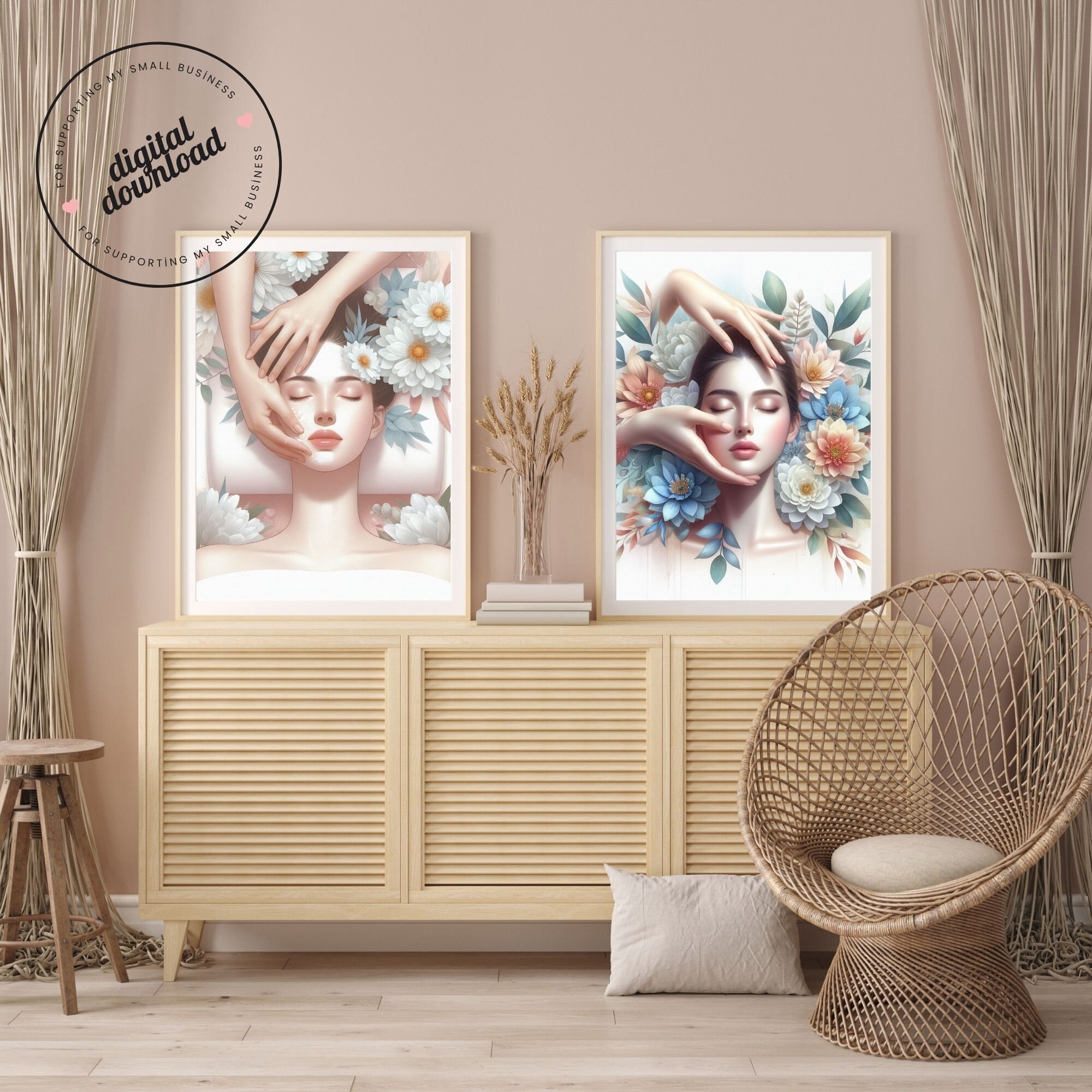 Facial Massage Art, Beauty Salon Decor, Spa Decor, Medical Spa Decor ...