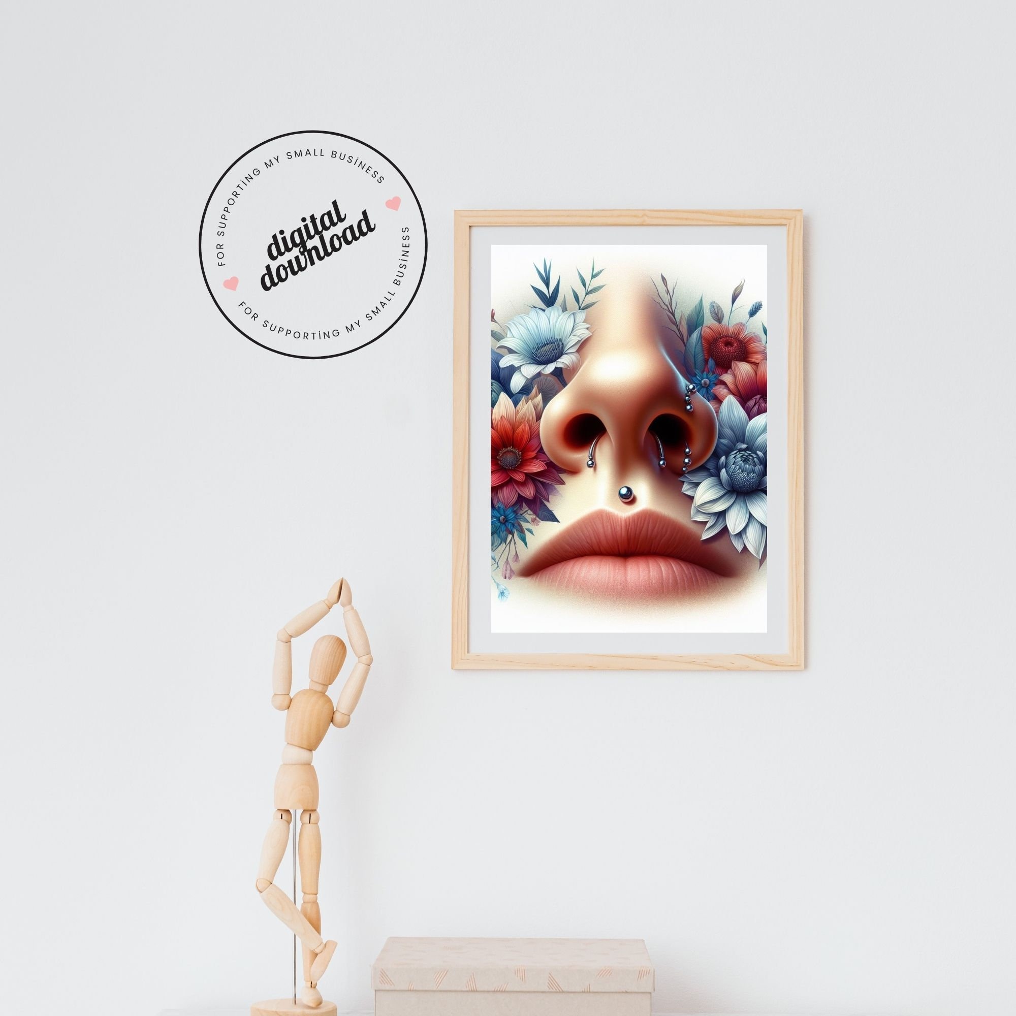 Nose Piercing Art Print, Piercing Poster, Piercing Studio Wall Art ...